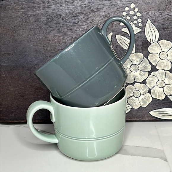 Crate&Barrel | Kitchen | Set Of 2 Crate Barrel Aaron Probyn Hue Blue Gray 2 Oz Mugs Cups | Poshmark